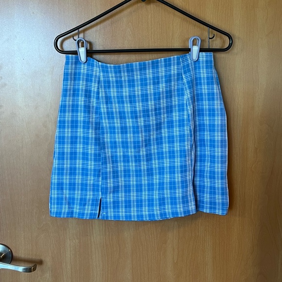 ROMWE | Skirts | 325 Blue Plaid Mini Skirt | Poshmark